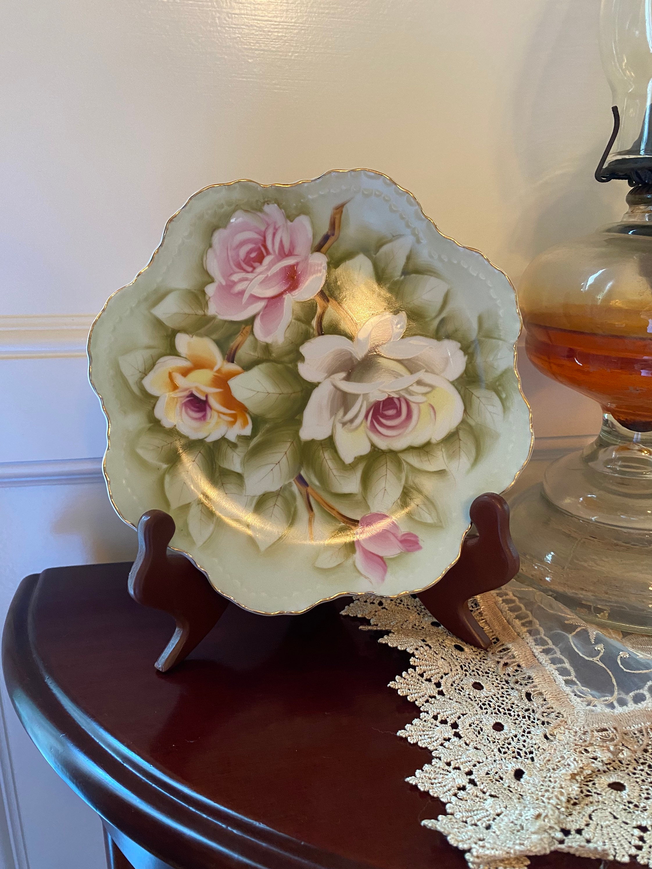 Vintage Lefton China Heritage Rose Hand Painted 22K Gold - Etsy