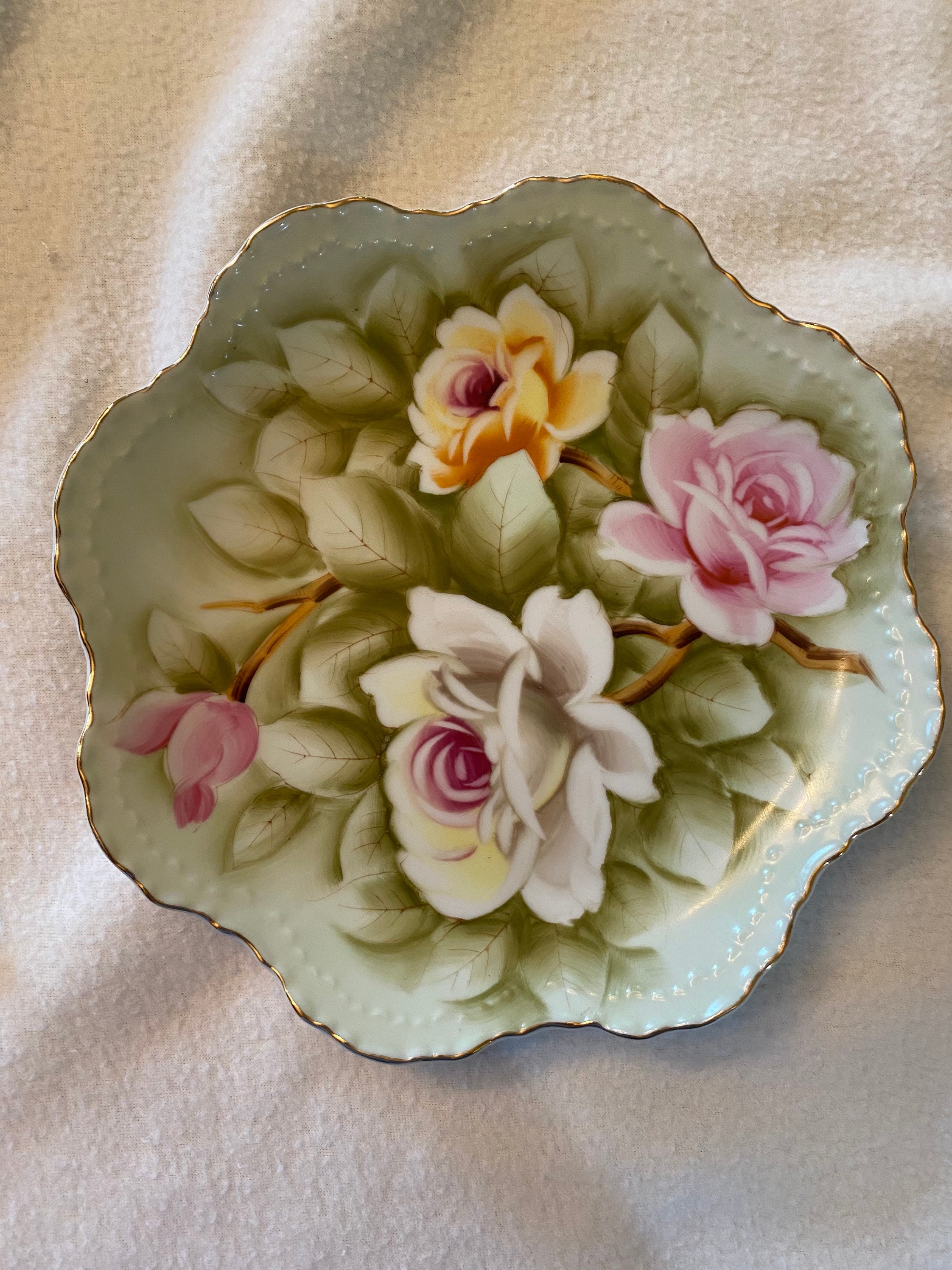 Vintage Lefton China Heritage Rose Hand Painted 22K Gold - Etsy