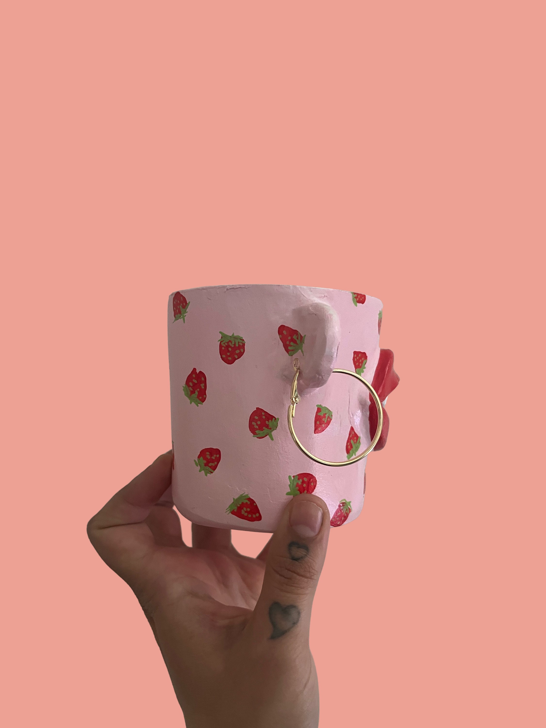 Handmade Strawberry Print Planter Pot: Funky Lips Decor - Etsy