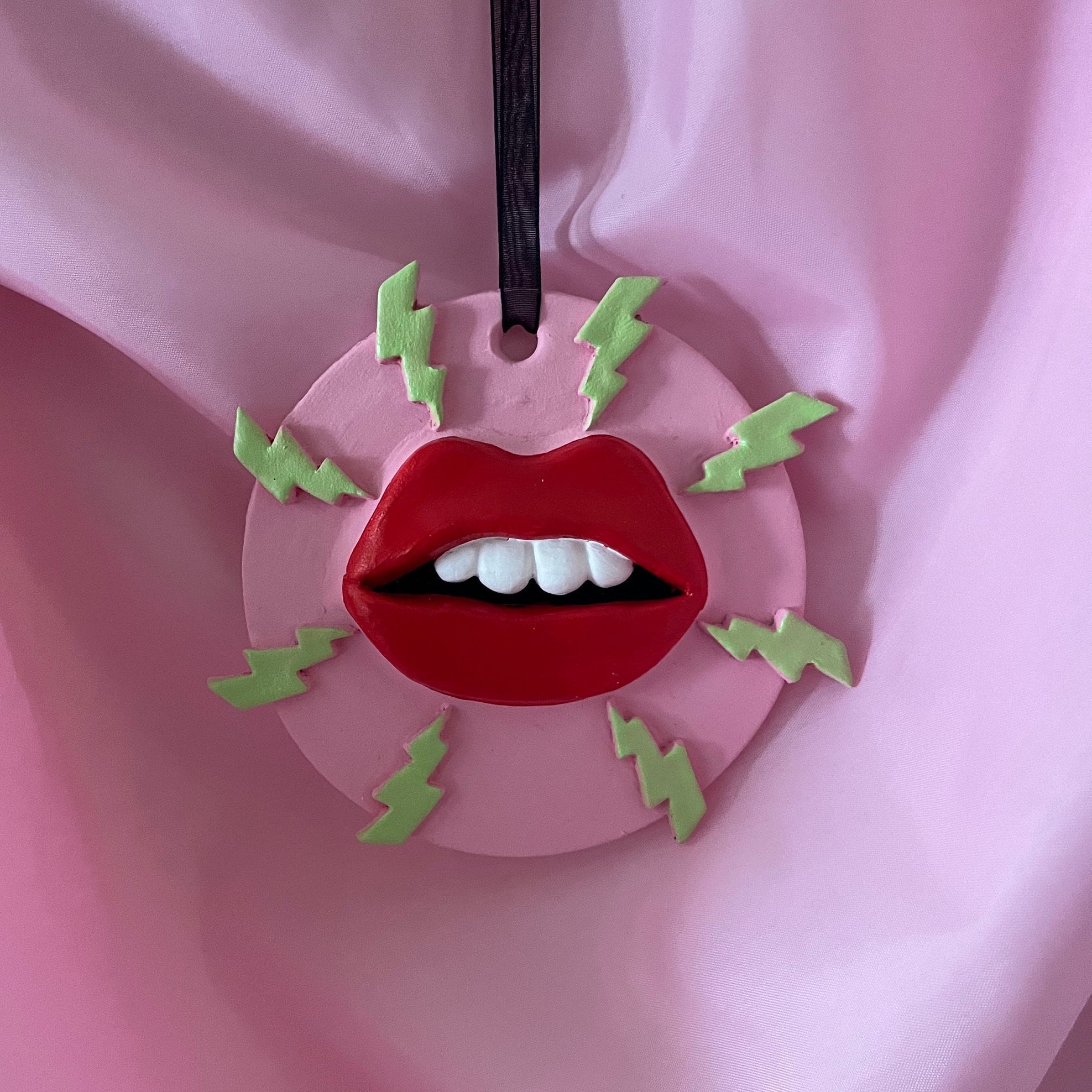 Lightning Bolt Big Lips Wall Hanging // Quirky Home Gifts // Tooth Art ...