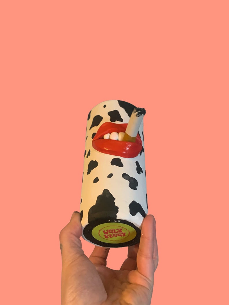 Quirky Mouth Cigarette Cow Print Pen Pot - Etsy