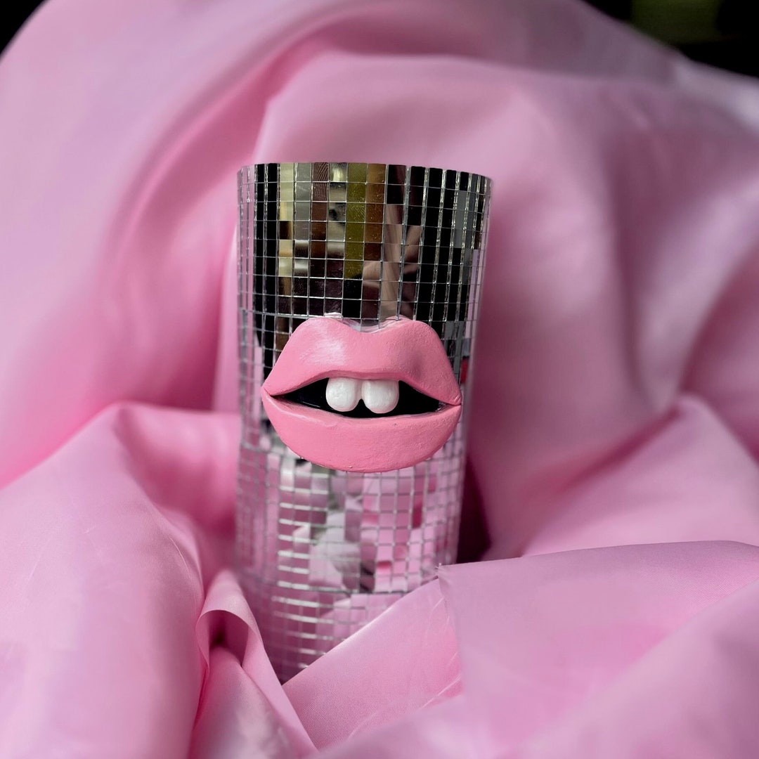 DISCO BALL Pot, Mirror Ball Home Decor With Pink Lips - Etsy