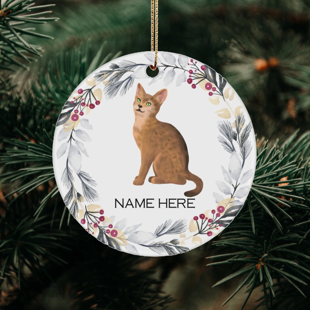 Personalized Cat Ornament, Custom Cat Ornament, Orange Abyssinian Cat ...