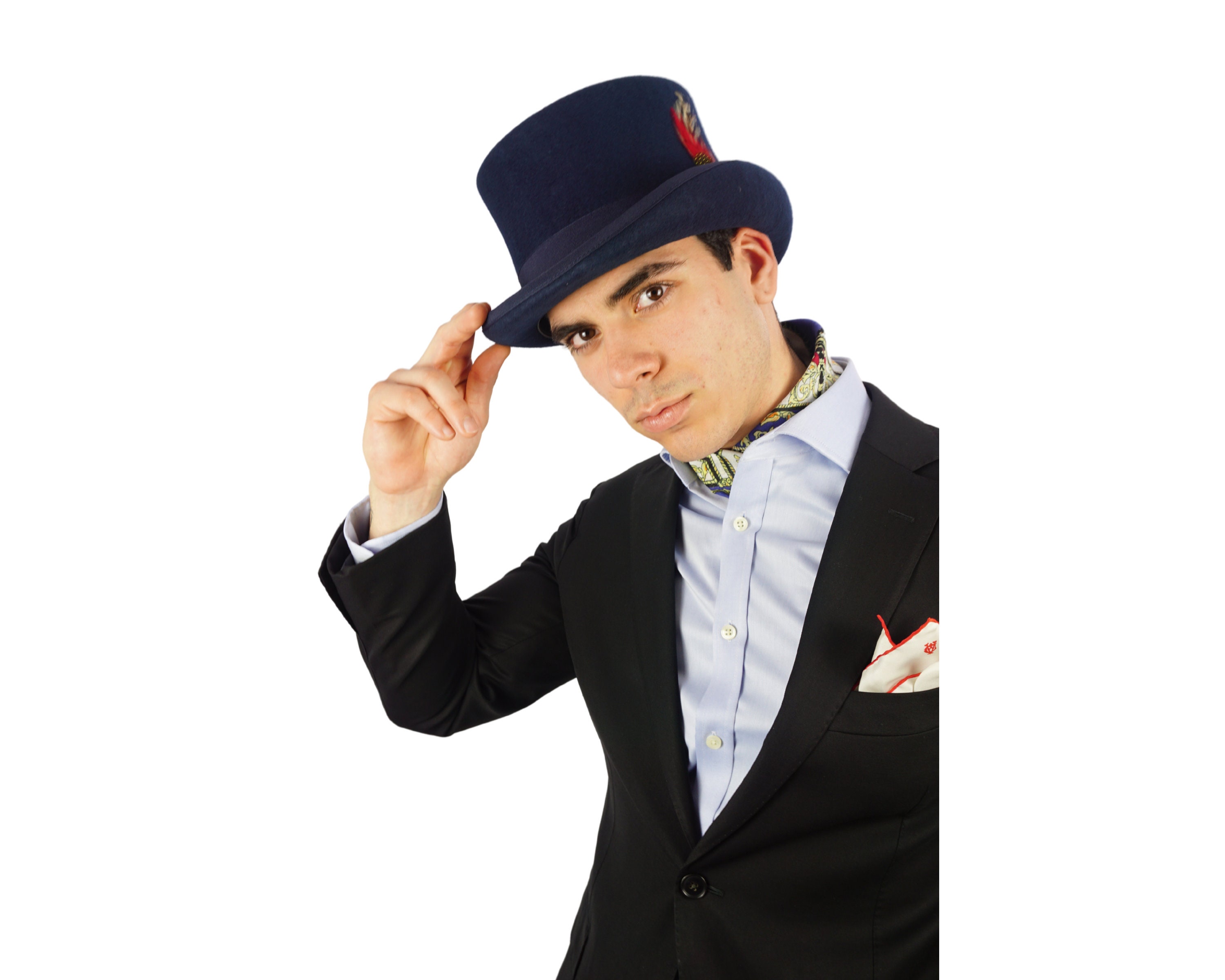 Navy Elegance: Premium Wool Felt Top Hat for Men & Women Classic ...