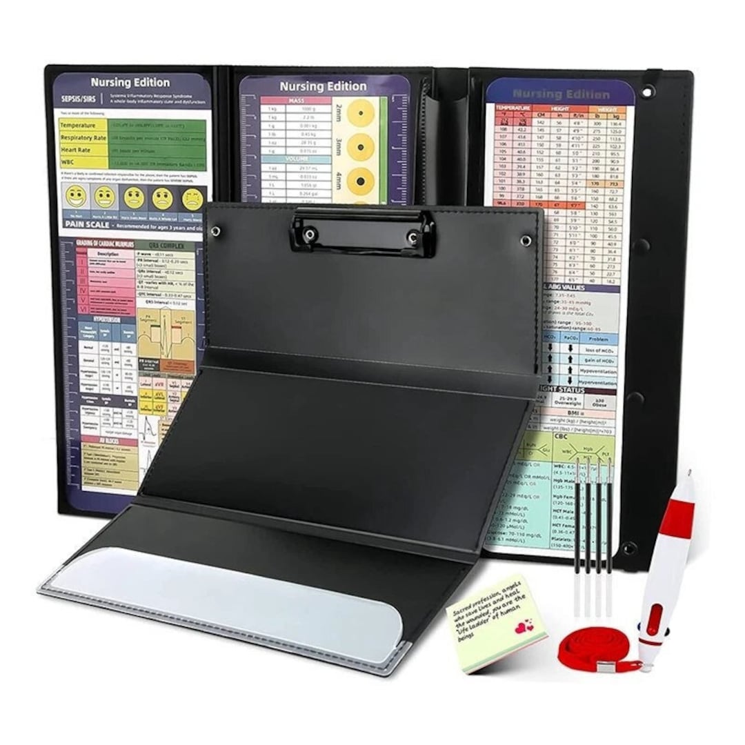 Nursing Clipboard Foldable, 3-layers, Nursing Edition Cheat Sheets ...