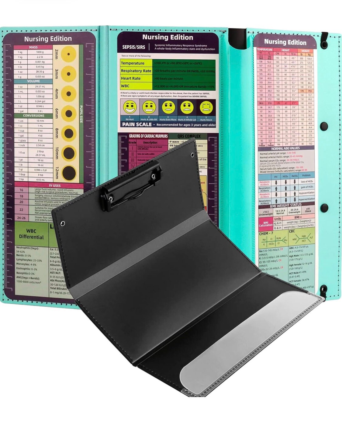 Nursing Clipboard Foldable, 3-layers, Nursing Edition Cheat Sheets ...