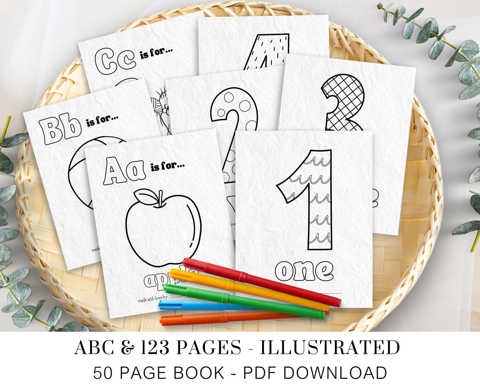 Personalized ABC & 123 Book, Baby Shower Activity Game, Printable ABC ...