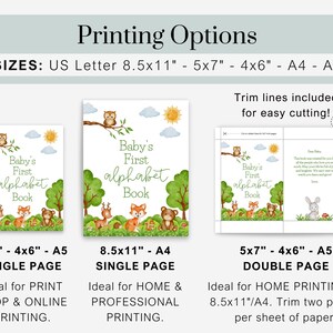 Woodland Animal Baby Shower ABC Book, Printable Baby Alphabet Book ...