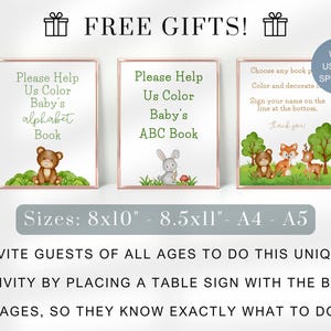 Woodland Animal Baby Shower ABC Book, Printable Baby Alphabet Book ...