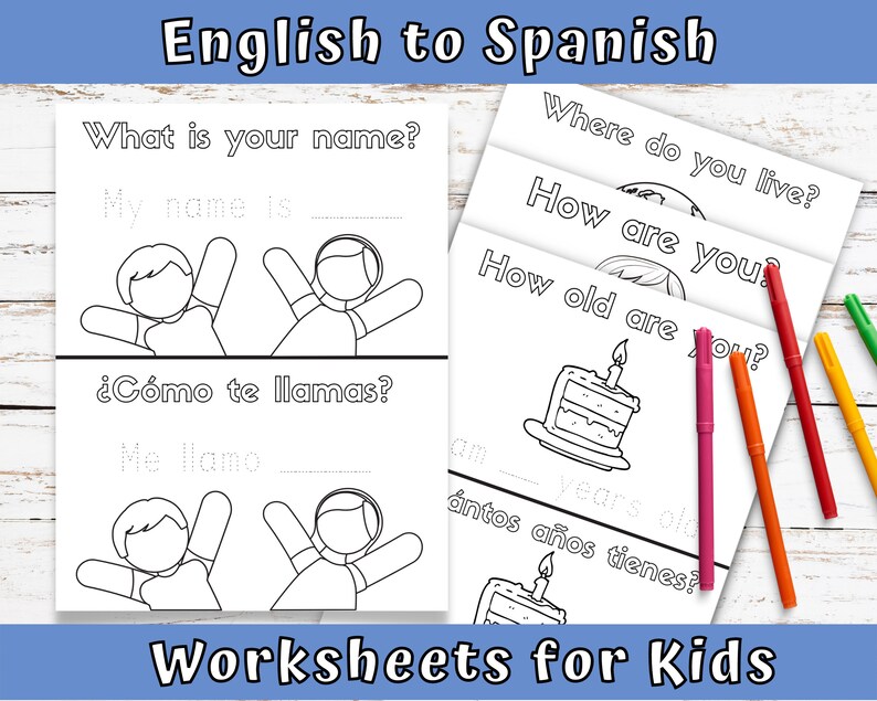 Spanish to English Preschool Worksheets English to Spanish - Etsy