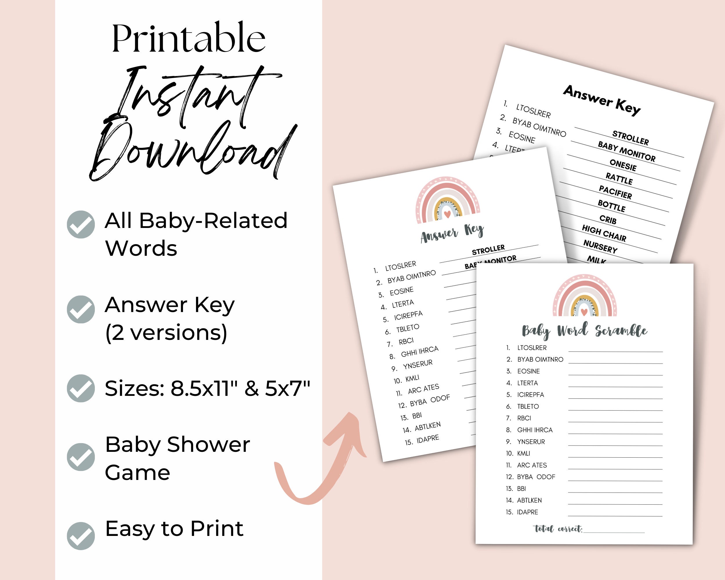 Baby Word Scramble Baby Shower Game Word Scramble Printable - Etsy ...