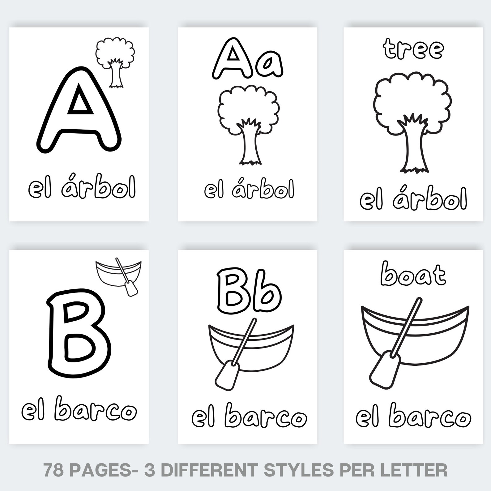 ABC Coloring Pages for Kids Spanish Worksheets Bilingual | Etsy