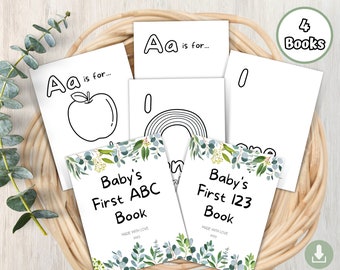 ABC 123 Coloring Book Boho Baby Shower Game, Alphabet Coloring Pages ...