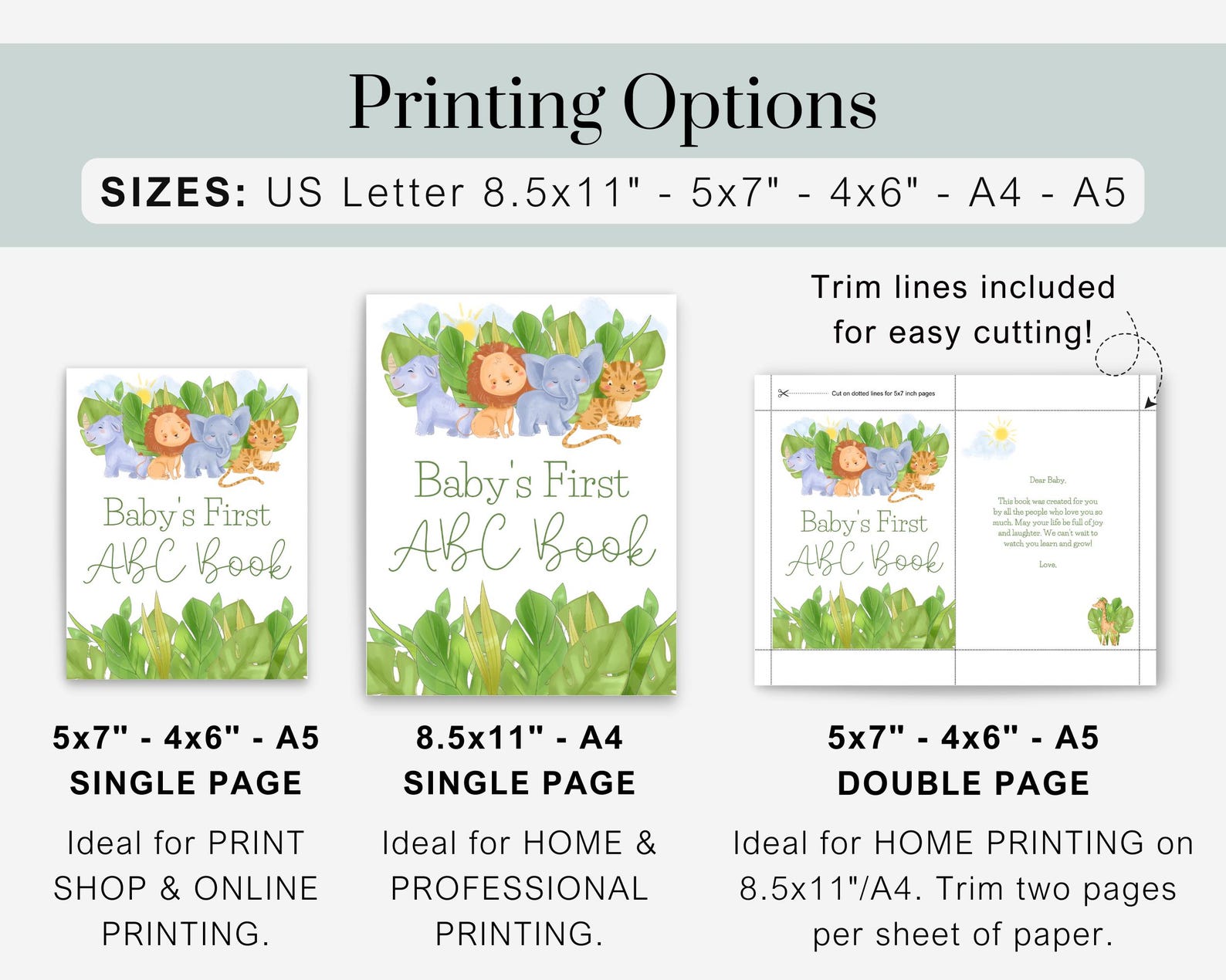 Safari Animal ABC Book Baby Shower Activity, Printable Baby Alphabet ...