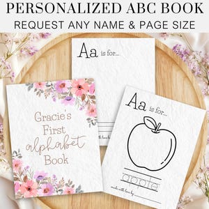 Personalized Pink Floral ABC Coloring Book Baby Shower Activity Game ...