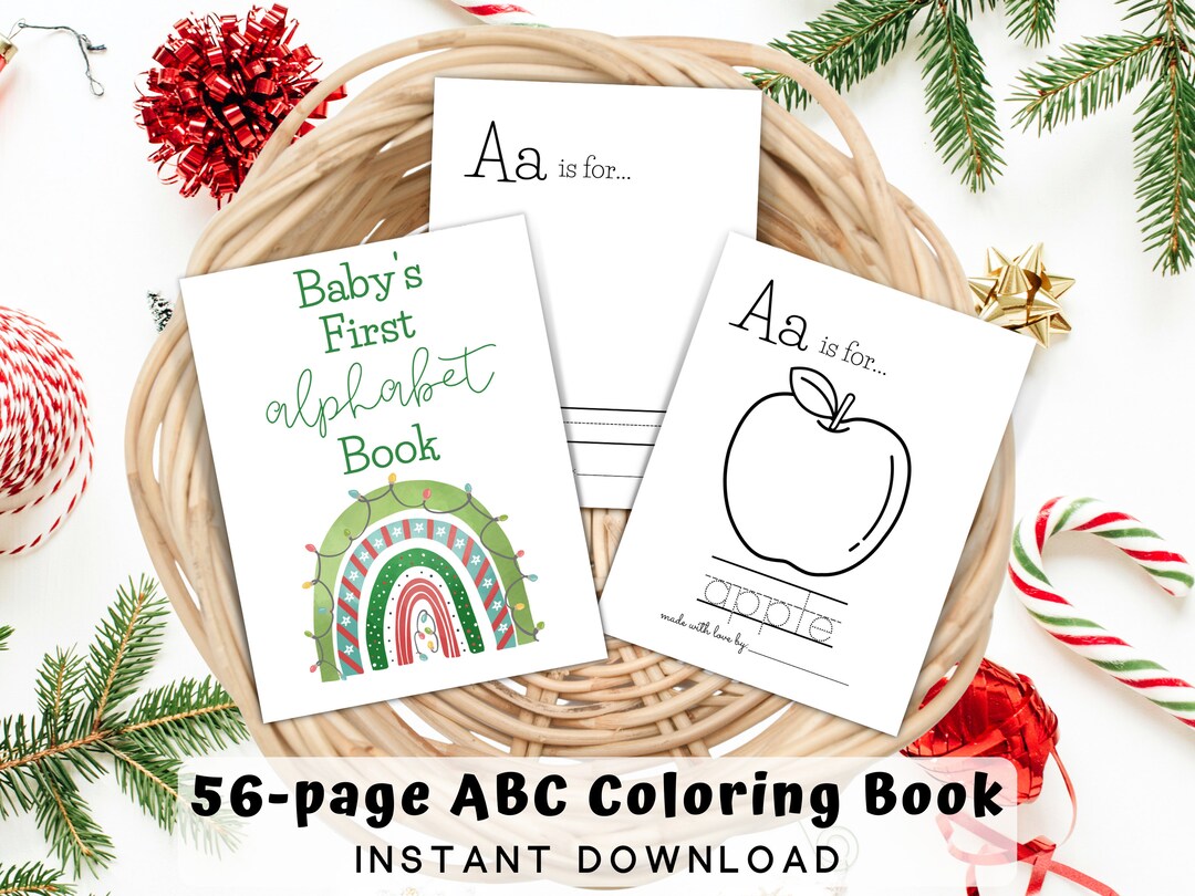 Christmas Baby Shower ABC Coloring Pages, Boho Rainbow Baby Shower ...