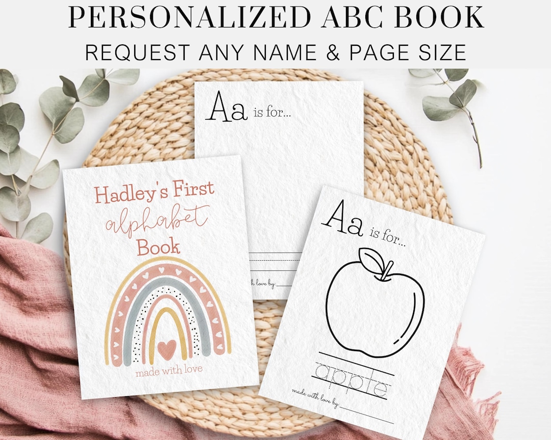 Personalized Boho Rainbow ABC Coloring Book Baby Shower Activity, Baby ...