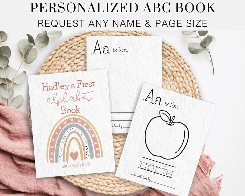 Personalized Boho Rainbow ABC Coloring Book Baby Shower Activity, Baby ...