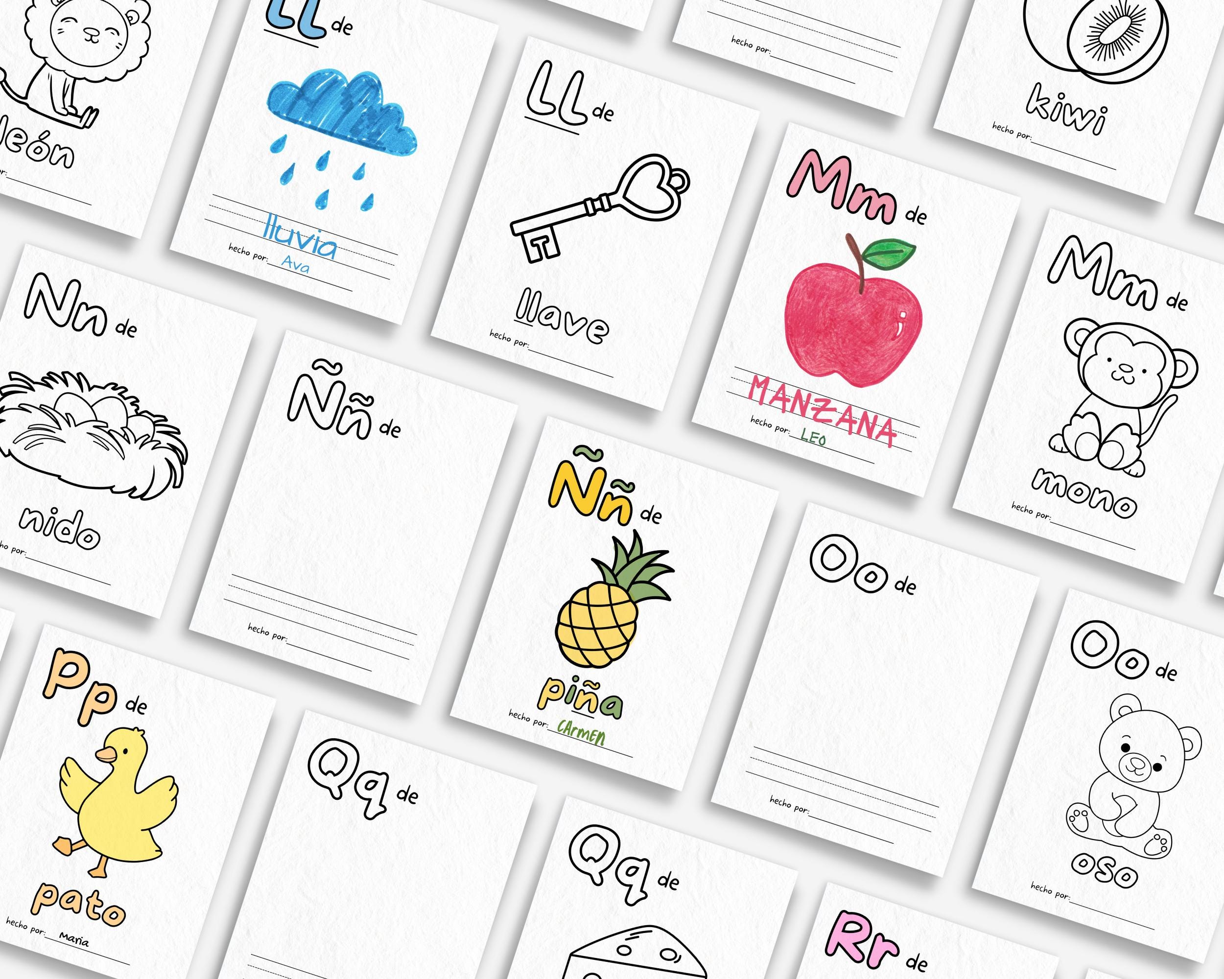 Spanish ABC Coloring Pages, El Primer Libro De ABC Del Bebe, Printable ...