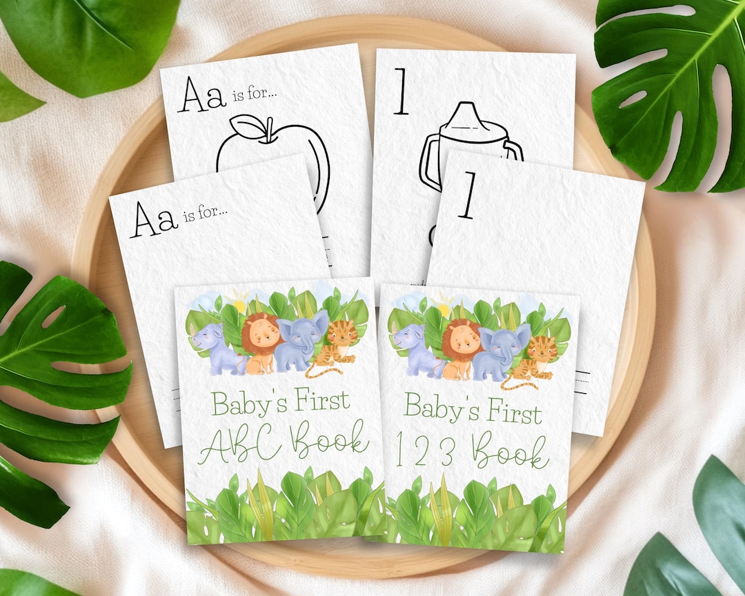 Safari Animal Baby Shower ABC & 123 Coloring Book Activity, Printable ...