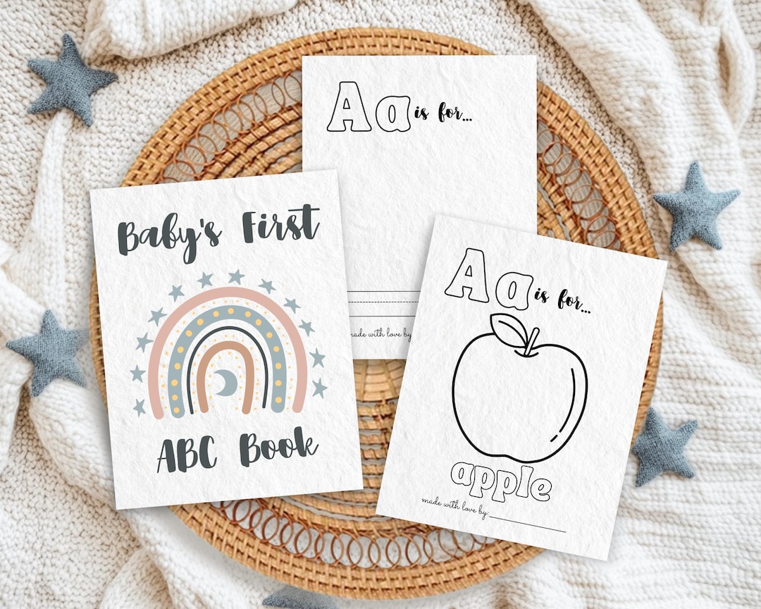 ABC Coloring Book Baby Shower Activity, Boho Rainbow Baby Alphabet ...