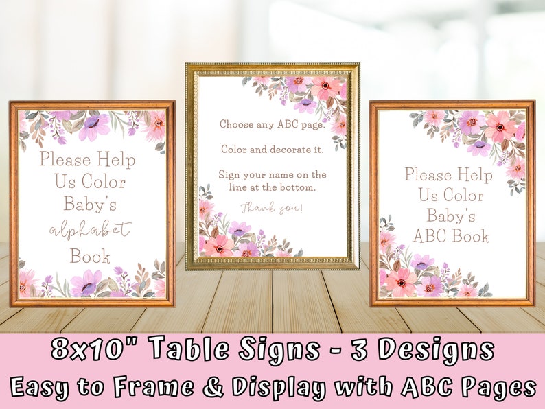 Floral Baby Shower ABC Book Game Printable Baby Alphabet - Etsy