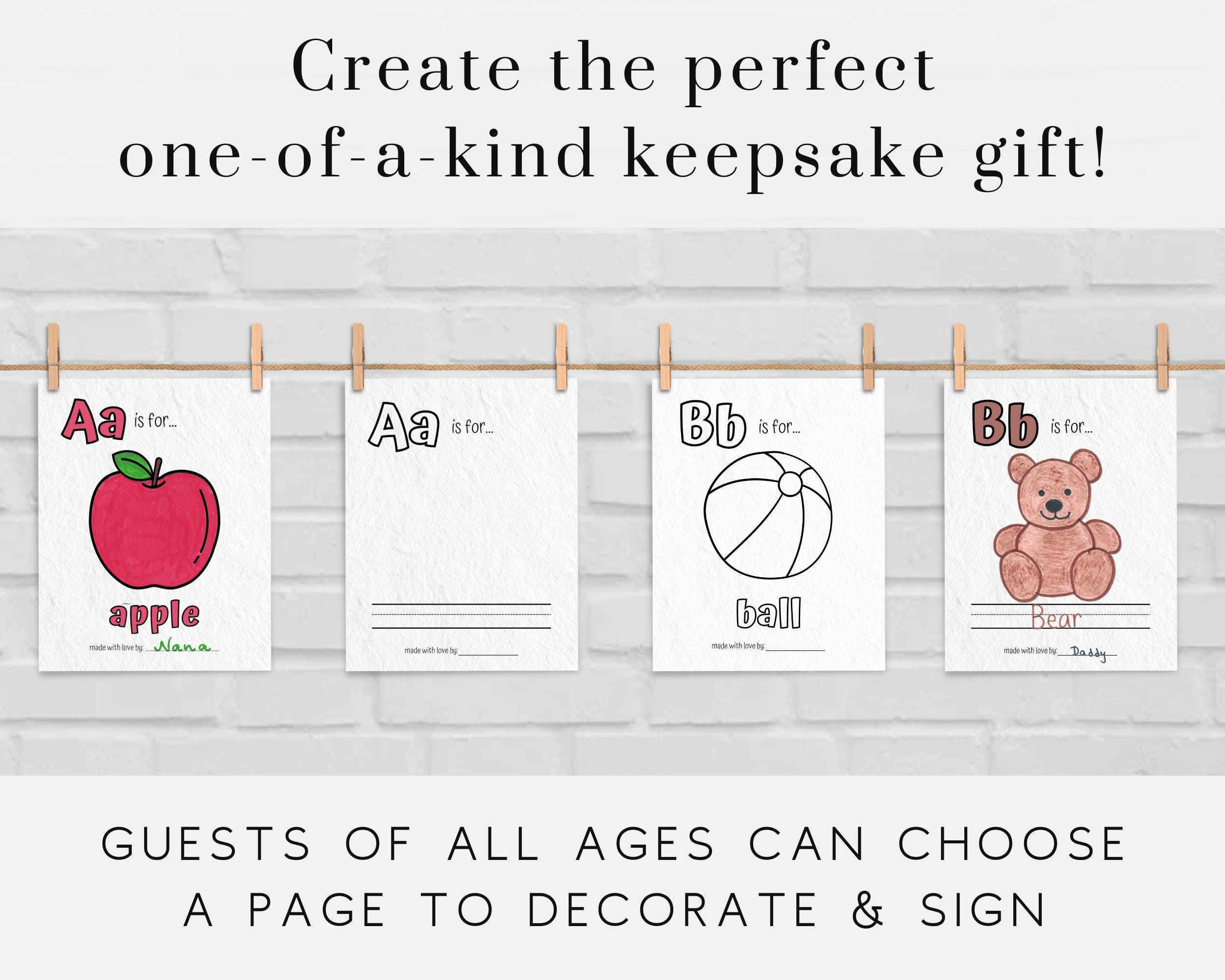 Baby's First ABC Book, Baby Shower Game Activity, Printable Alphabet ...