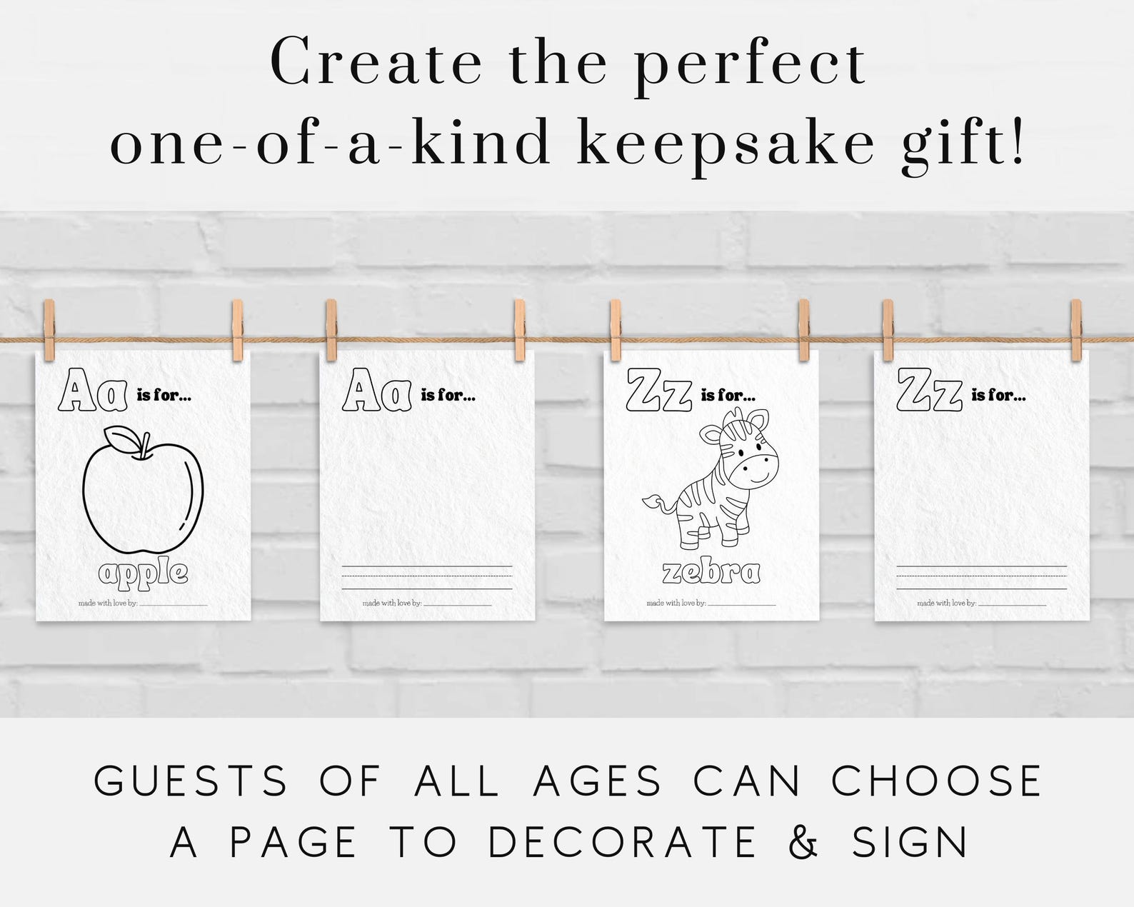 ABC Book 1st Birthday & Baby Shower Activity Keepsake Gift, Printable ...