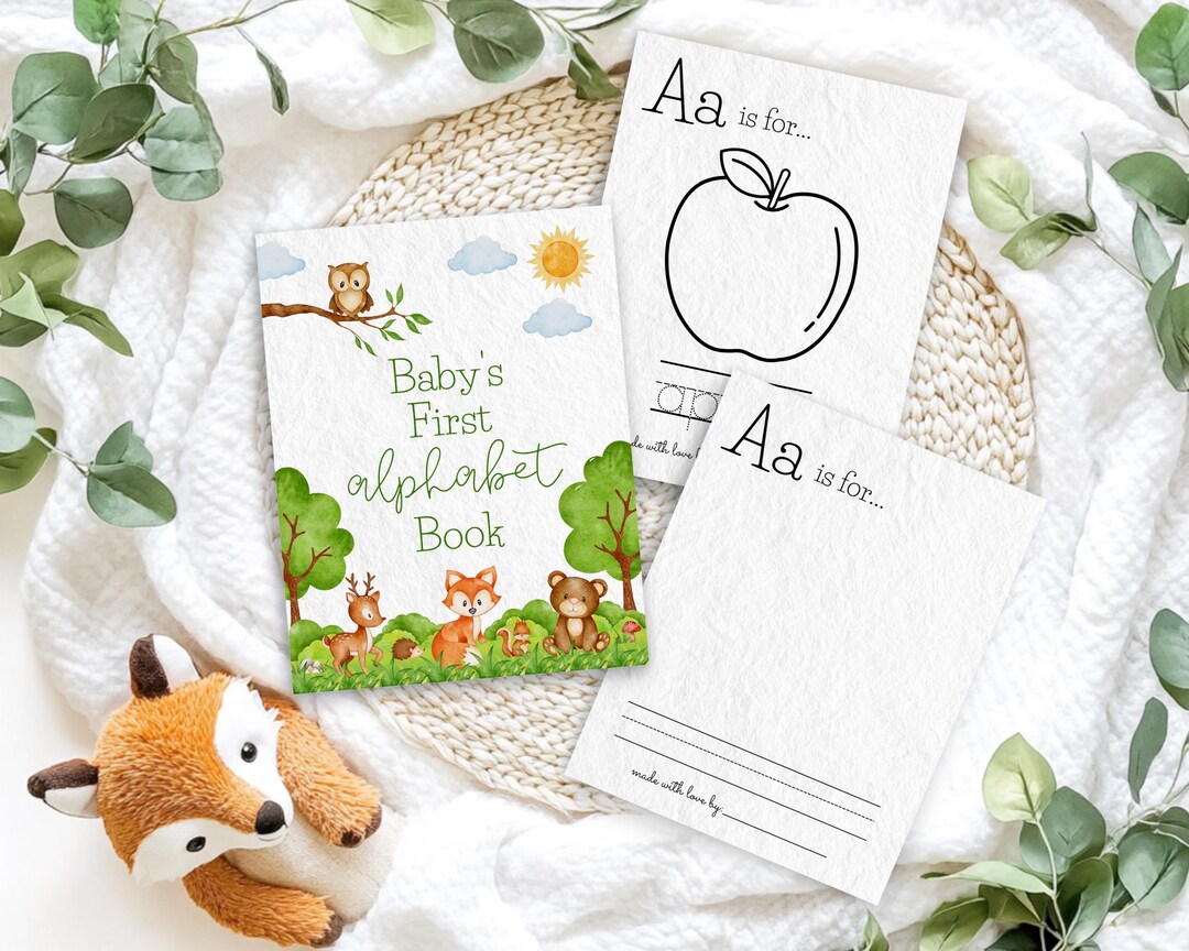 Woodland Animal Baby Shower ABC Book, Printable Baby Alphabet Book ...