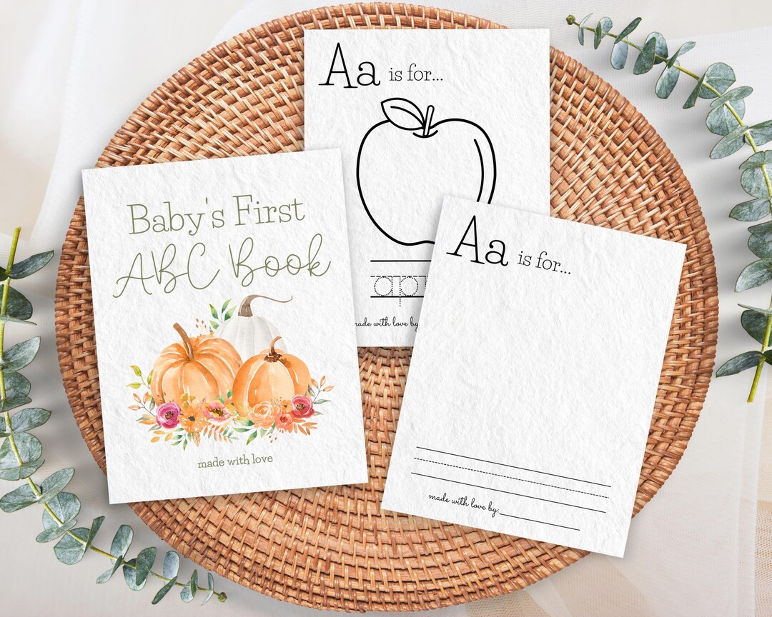 Fall Baby Shower ABC Book Activity, Baby's First ABC Book, Floral ...
