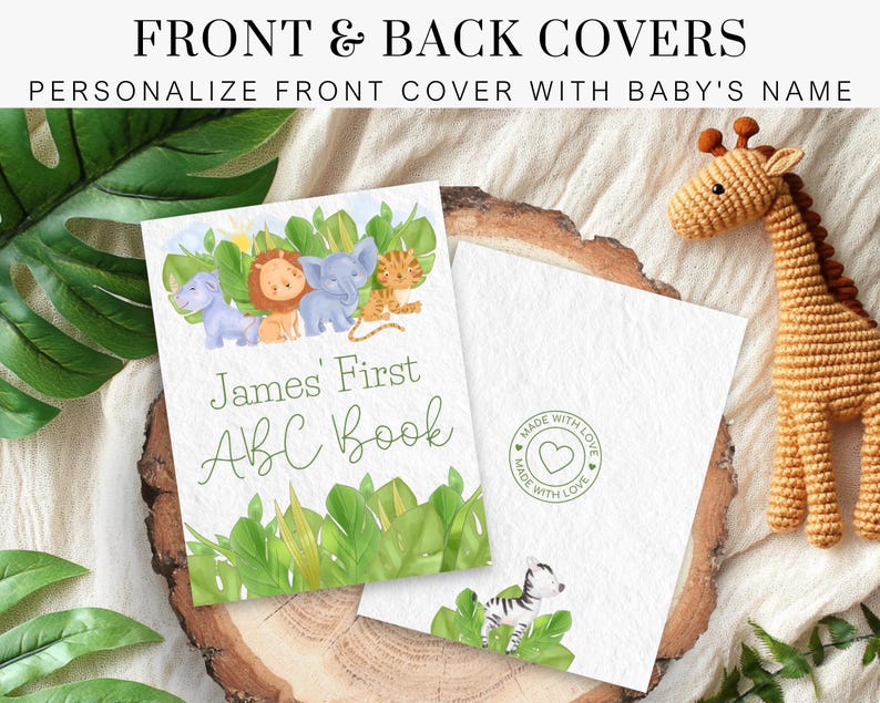 Personalized Safari Animal ABC Book Baby Shower Activity, Printable ...