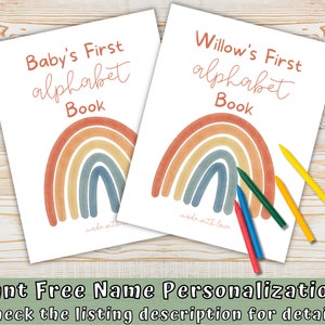 Boho Rainbow ABC Book Baby Shower Games, Alternative Guest Book, Baby ...