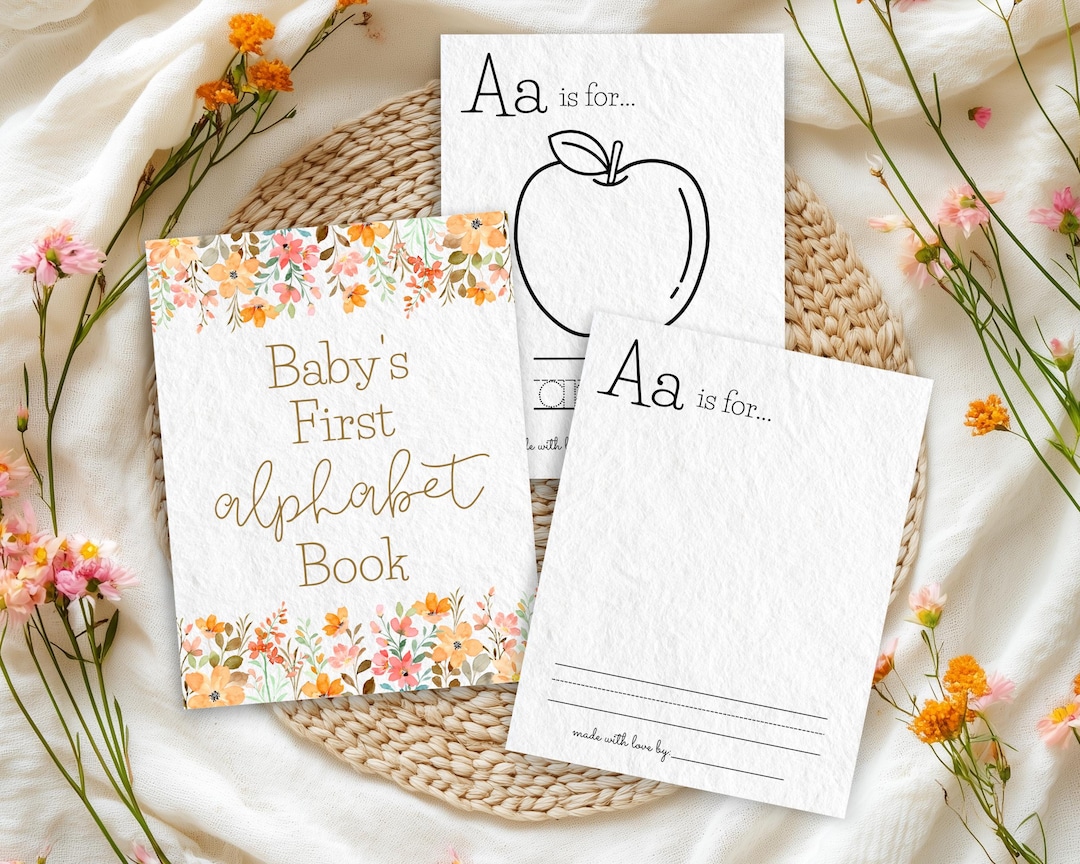 Floral Baby's First ABC Book, Flower Baby Shower Activity, Printable ...