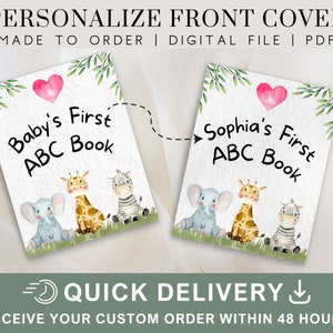 Personalized ABC Book, Greenery Baby Shower Game, Animal Baby Alphabet ...