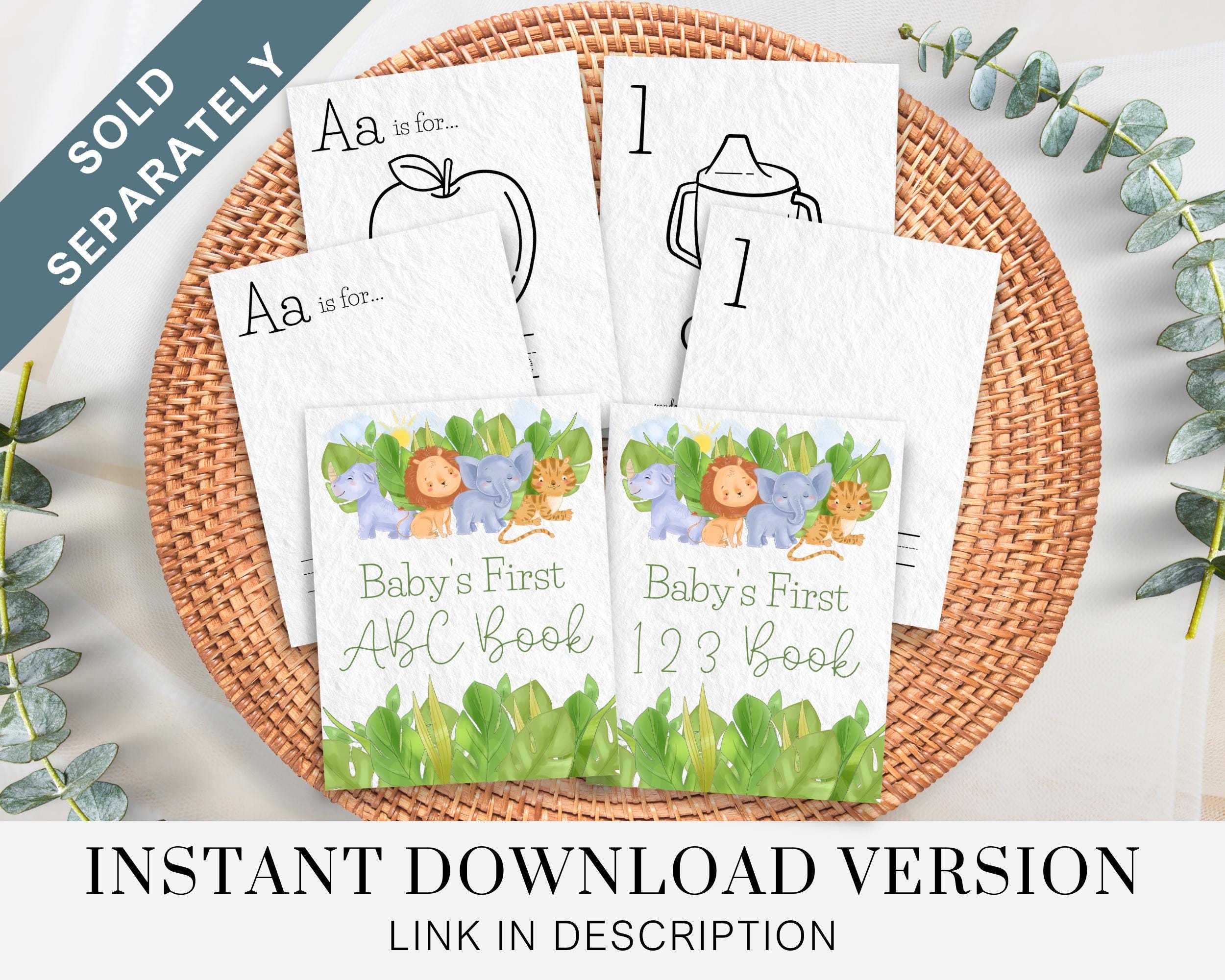 Personalized Safari Animal Baby Shower ABC & 123 Coloring Book Activity ...