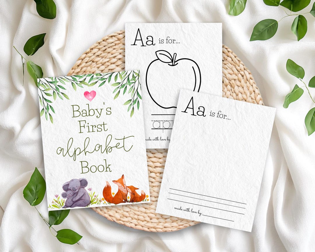 Woodland Animal Baby Shower ABC Book, Printable Baby Alphabet Book ...