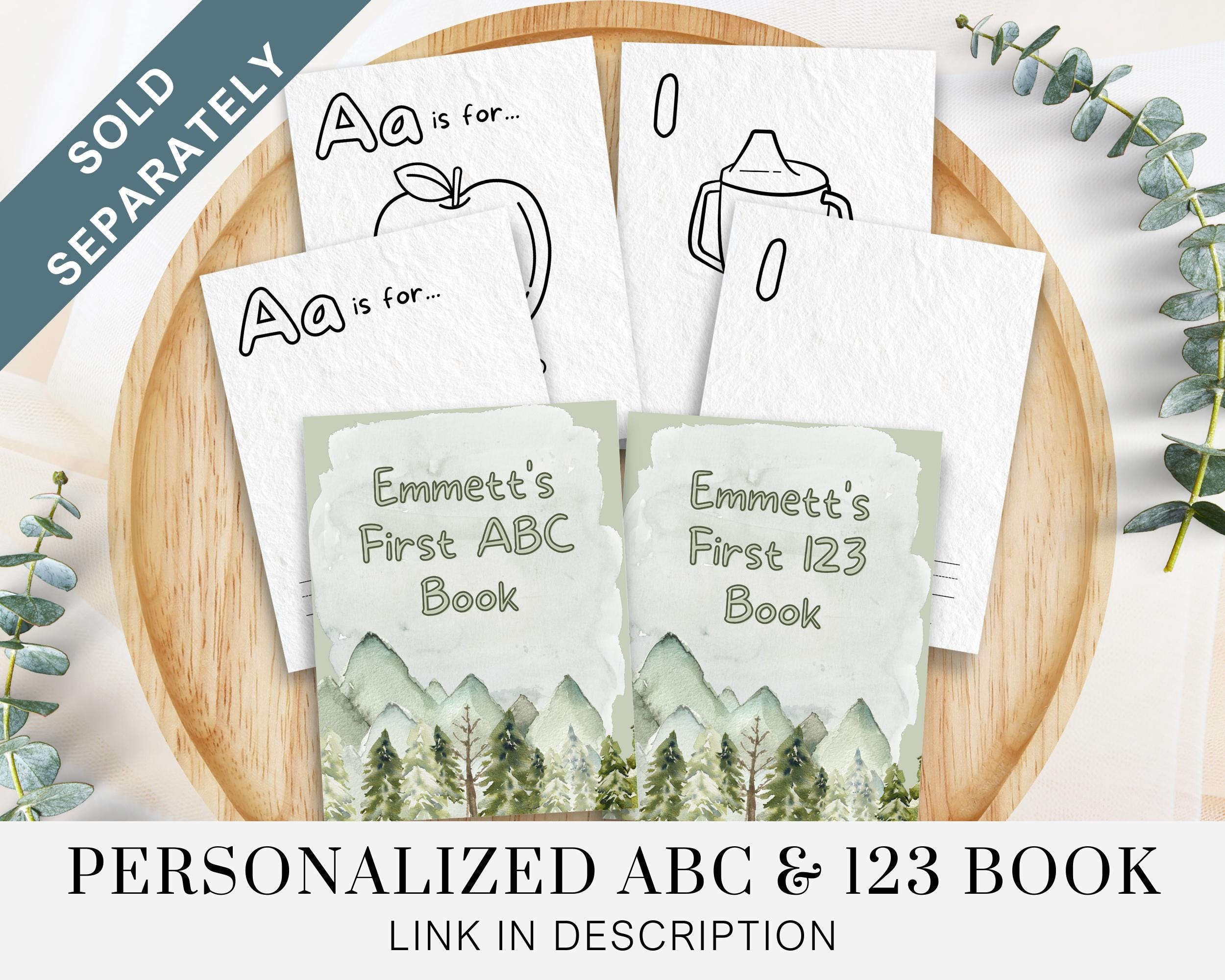 ABC 123 Books, Woodland Greenery Baby Shower Activity, Printable Baby ...