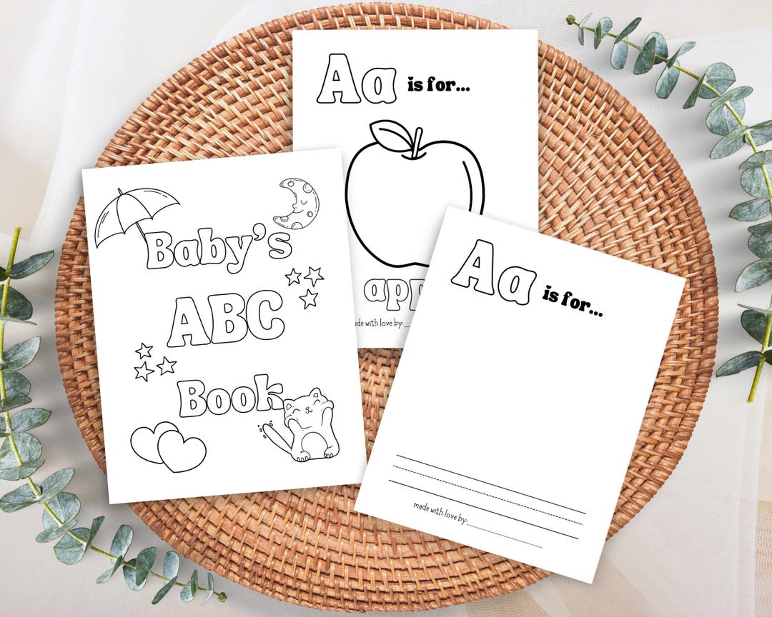 Baby's First ABC Book, Baby Shower Activity, DIY Printable Alphabet ...