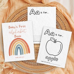 Boho Rainbow ABC Book Baby Shower Games, Alternative Guest Book Baby ...