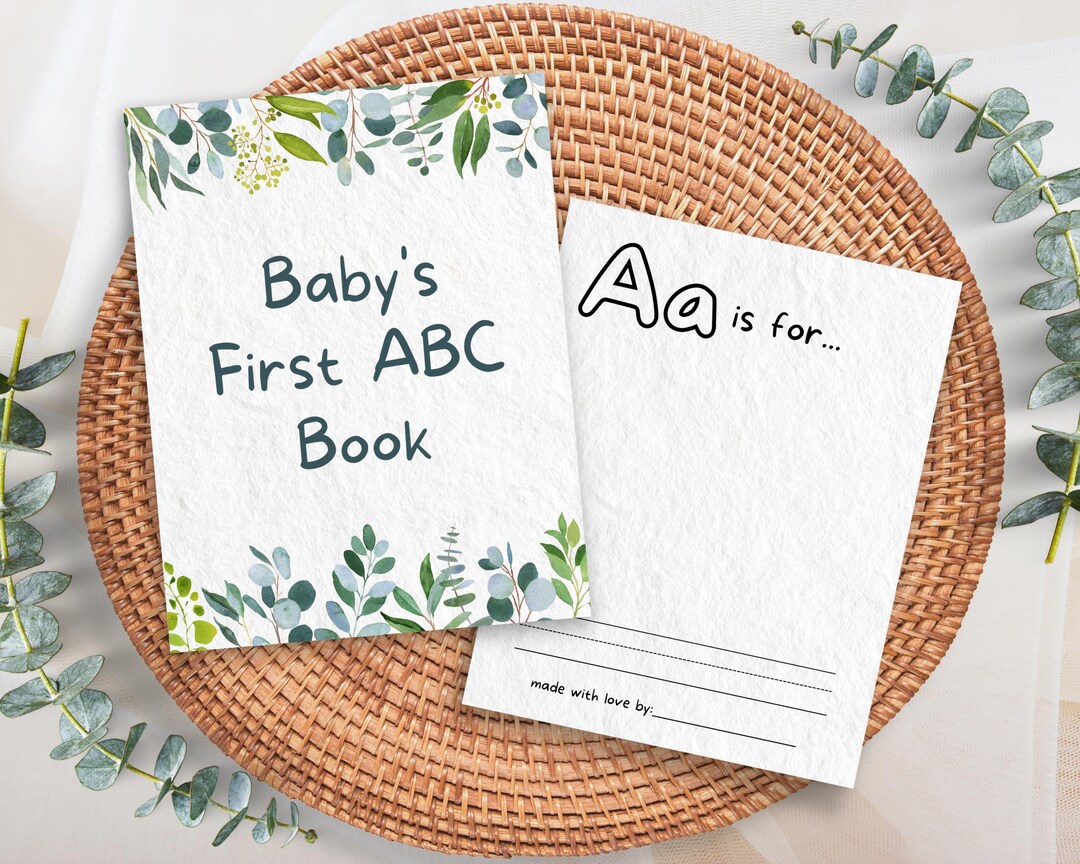 Greenery Eucalyptus ABC Book Baby Shower Activity, DIY Baby Alphabet ...