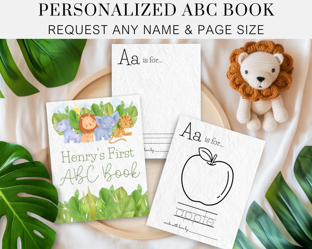Personalized Safari Animal ABC Book Baby Shower Activity, Printable ...
