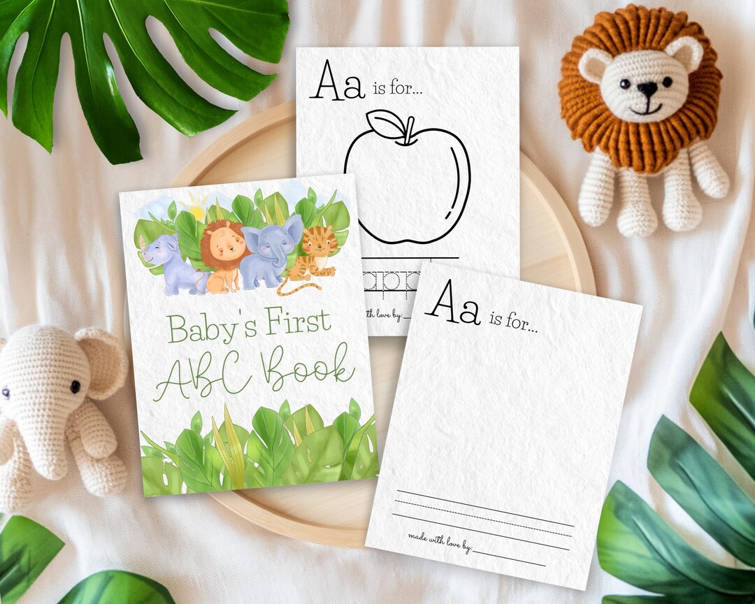 Safari Animal ABC Book Baby Shower Activity, Printable Baby Alphabet ...