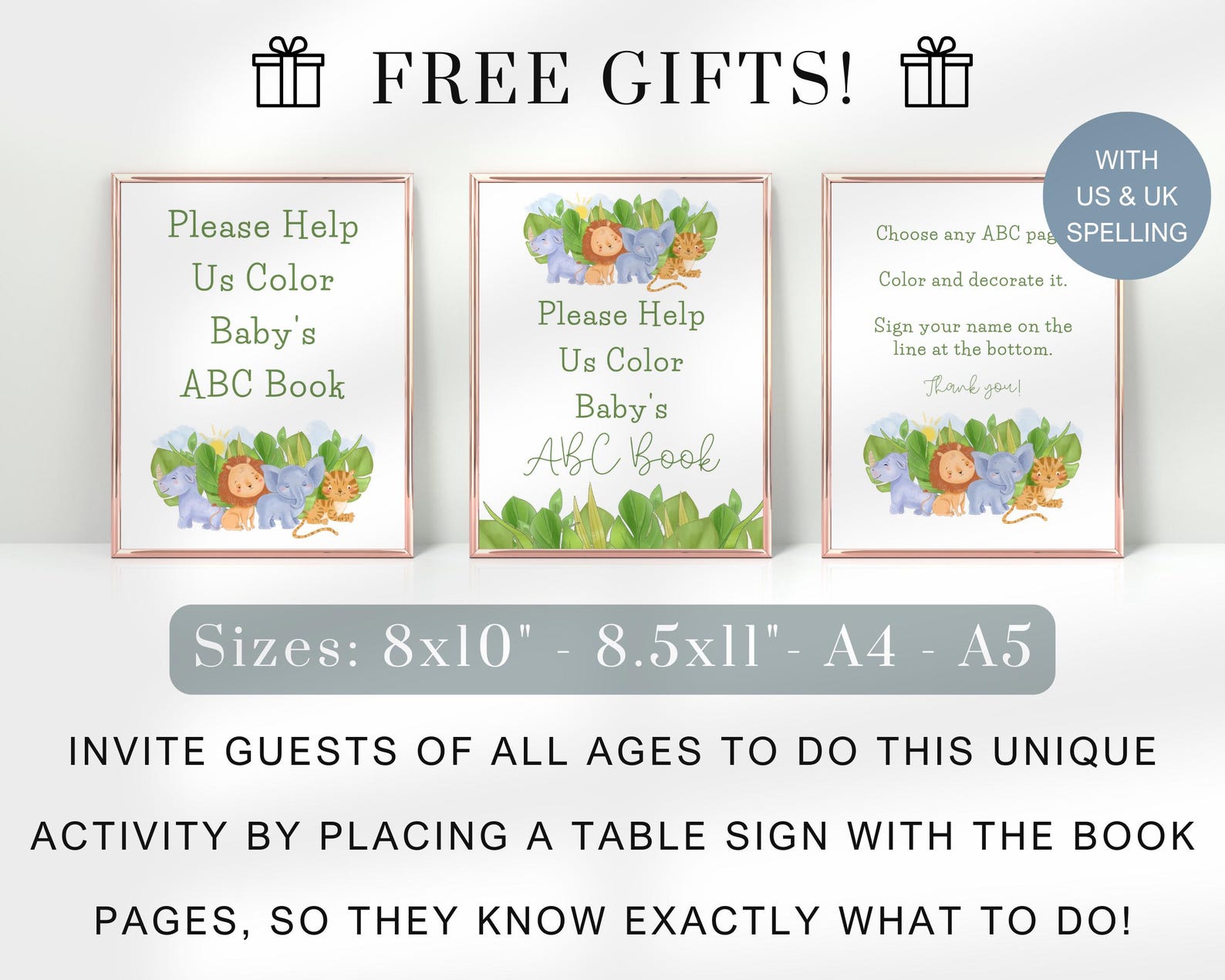 Safari Animal ABC Book Baby Shower Activity, Printable Baby Alphabet ...