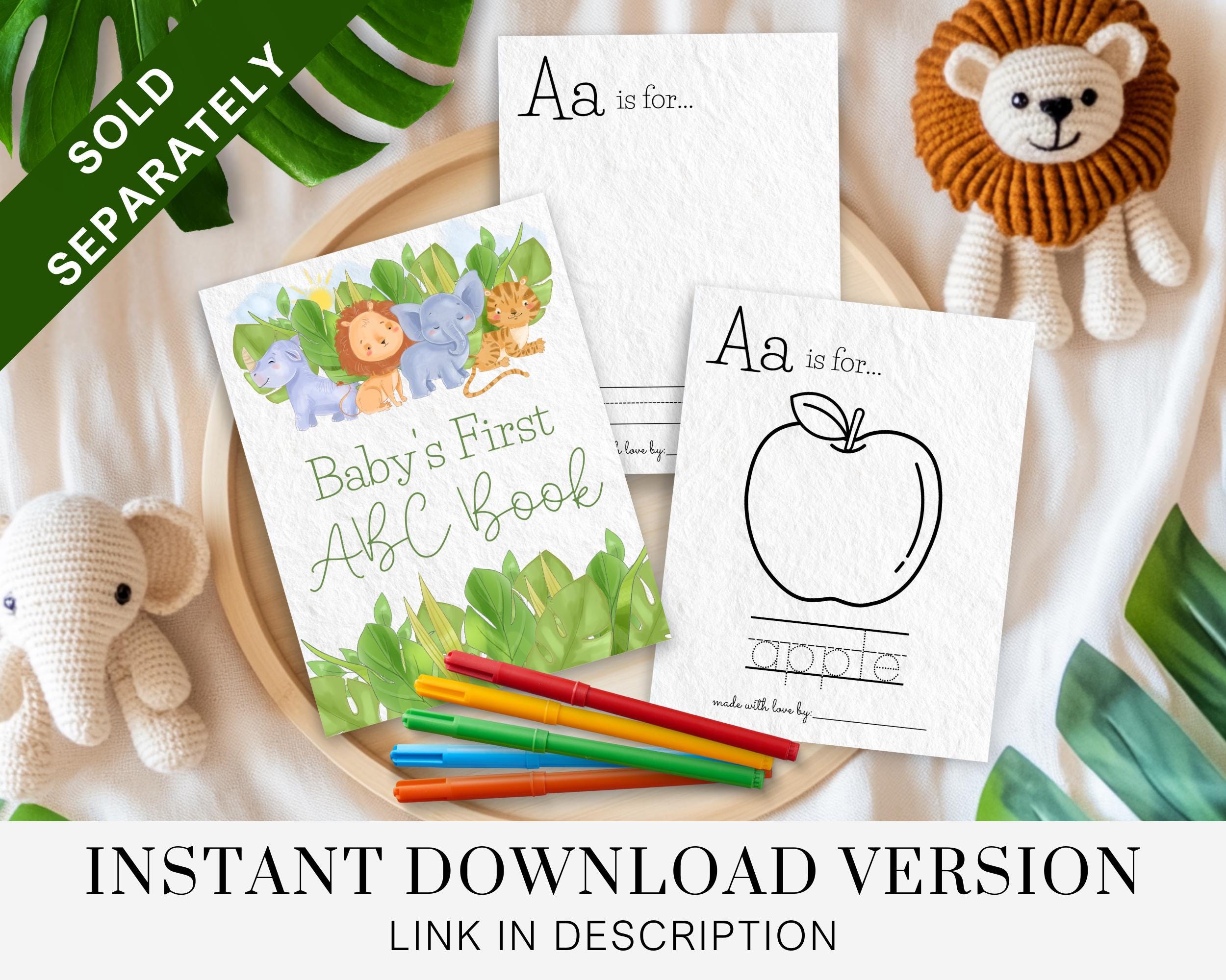 Personalized Safari Animal ABC Book Baby Shower Activity, Printable ...