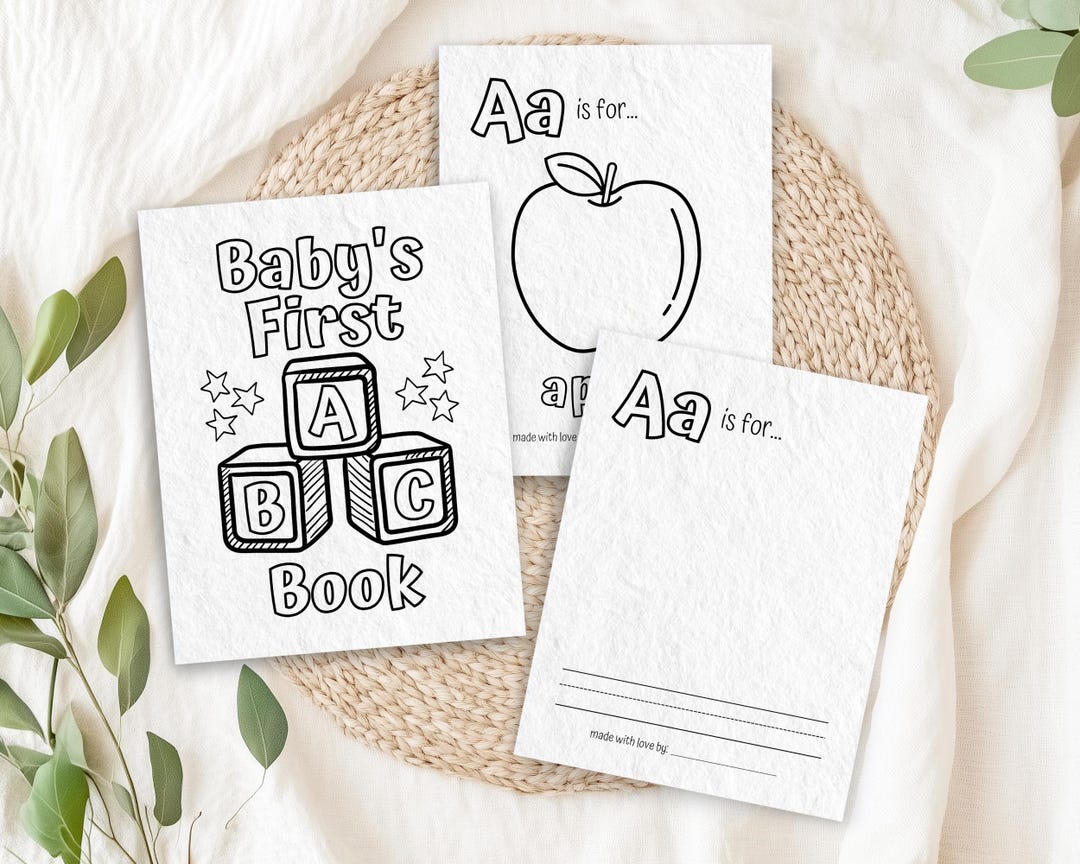 ABC Coloring Book Baby Shower Activity, Baby's First ABC Book ...