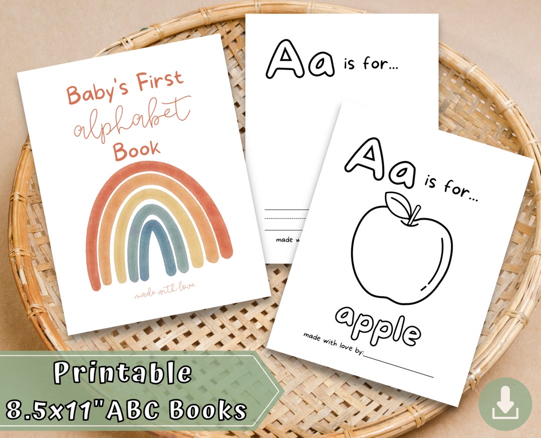 Boho Rainbow ABC Book Baby Shower Games, Alternative Guest Book, Baby ...