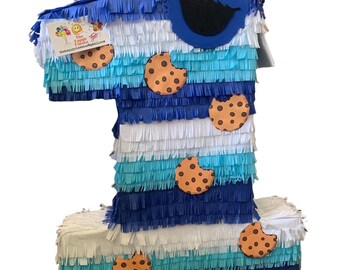 20'' Tall Number One Pinata Blue Color Monster Pinata First Birthday ...