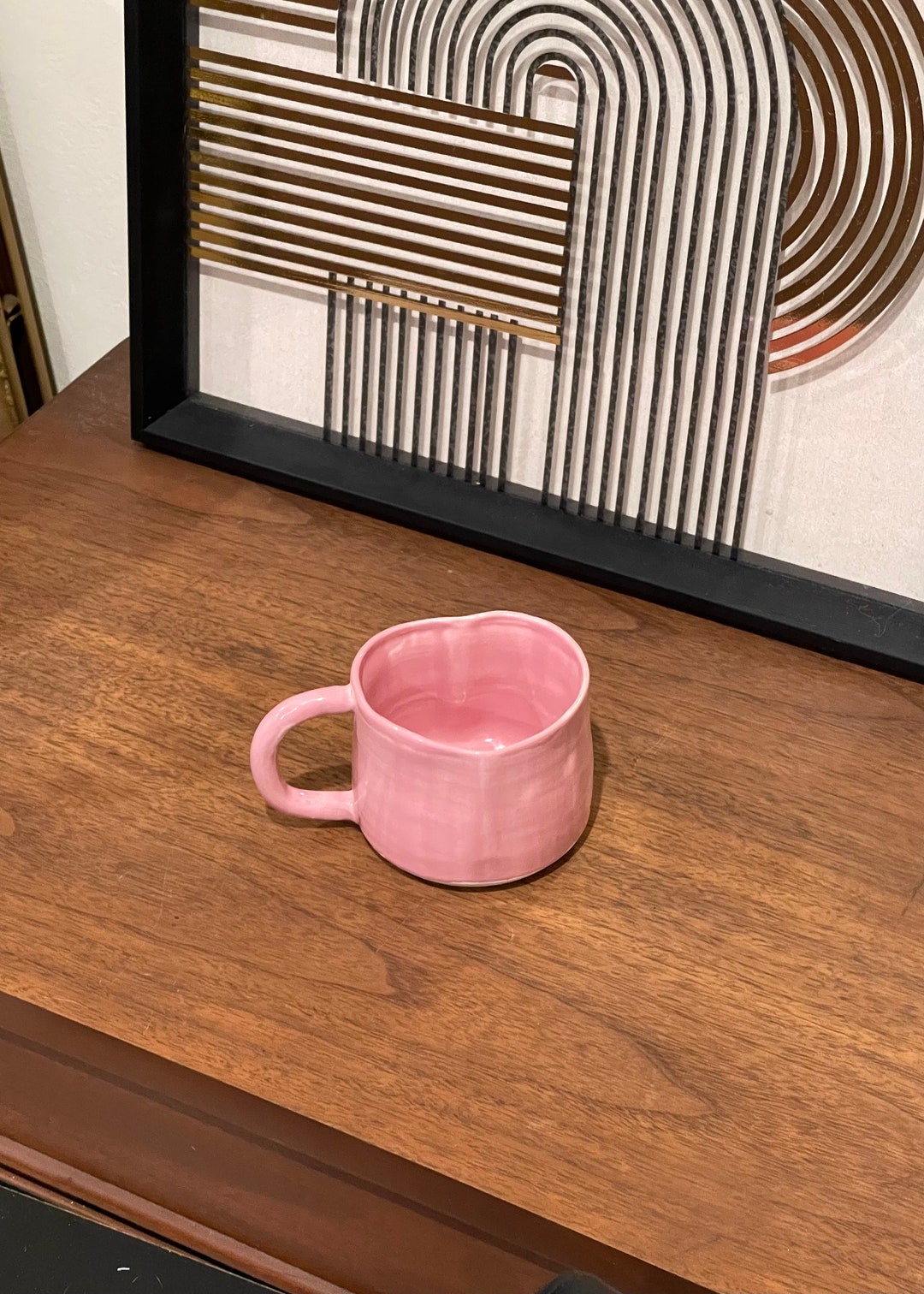 Custom Pink Heart Shaped Ceramic Mugs - Etsy
