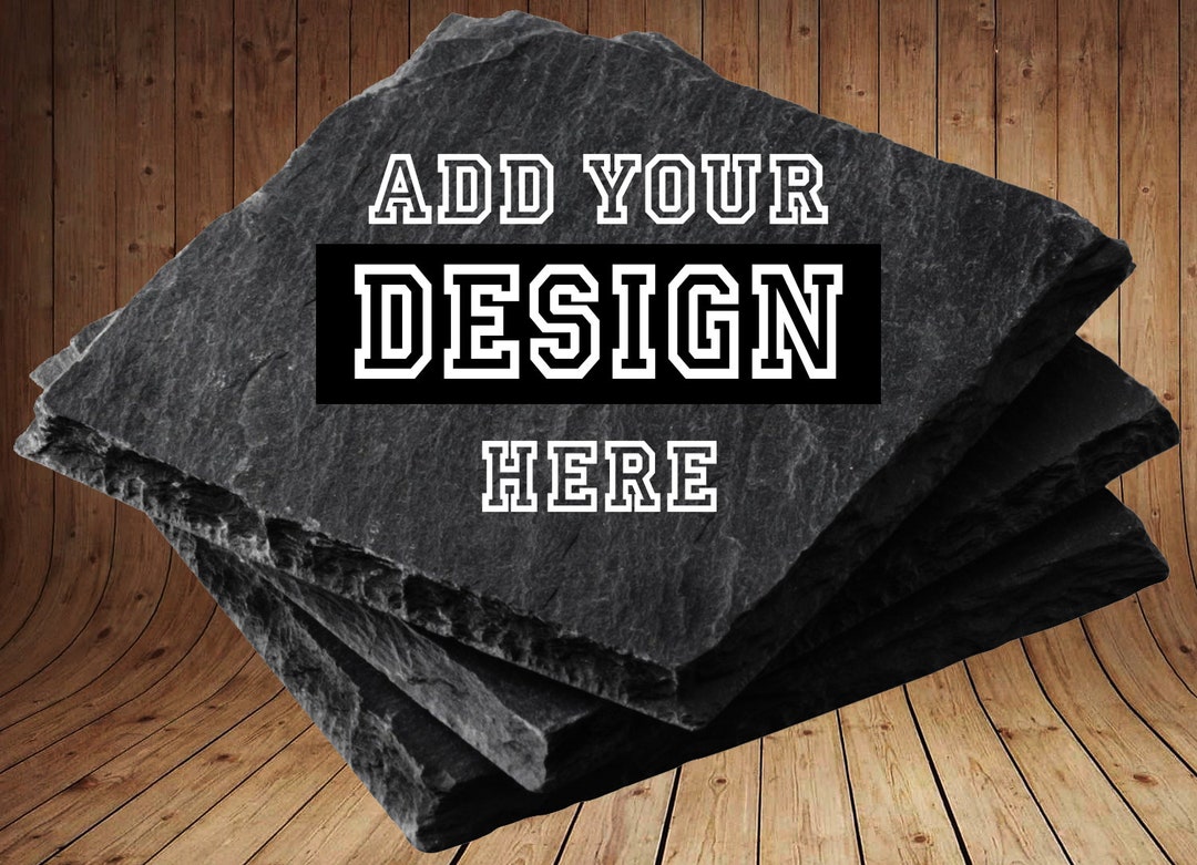 Personalized Custom Engraved Slate Coasters With Free 3D Printed Holder ...