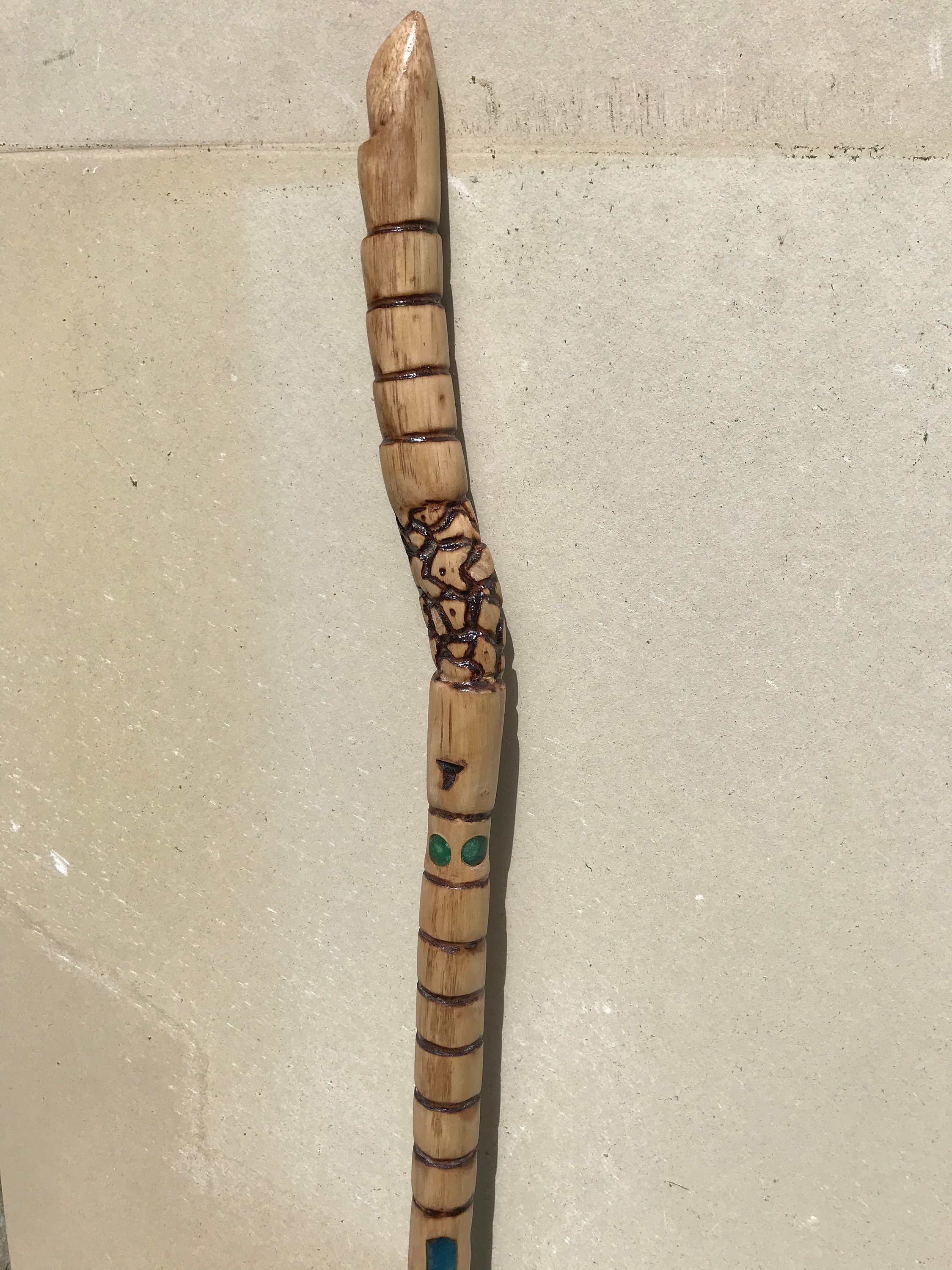 Carved Wooden Hiking Staff. - Etsy